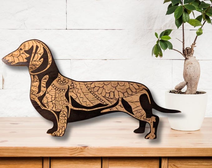 Laser Engraved Dachshund Full Body Wooden Dog, Dachshund Weiner Dog ...