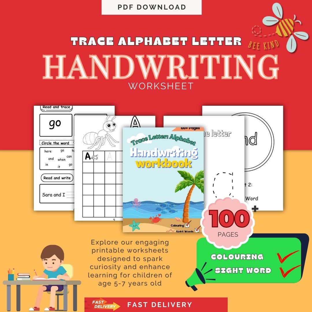 Trace Alphabet Letter: Handwriting Workbook - Etsy
