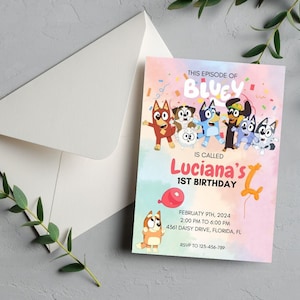 Invitacion editable Bluey Template invitation Bluey - Etsy España