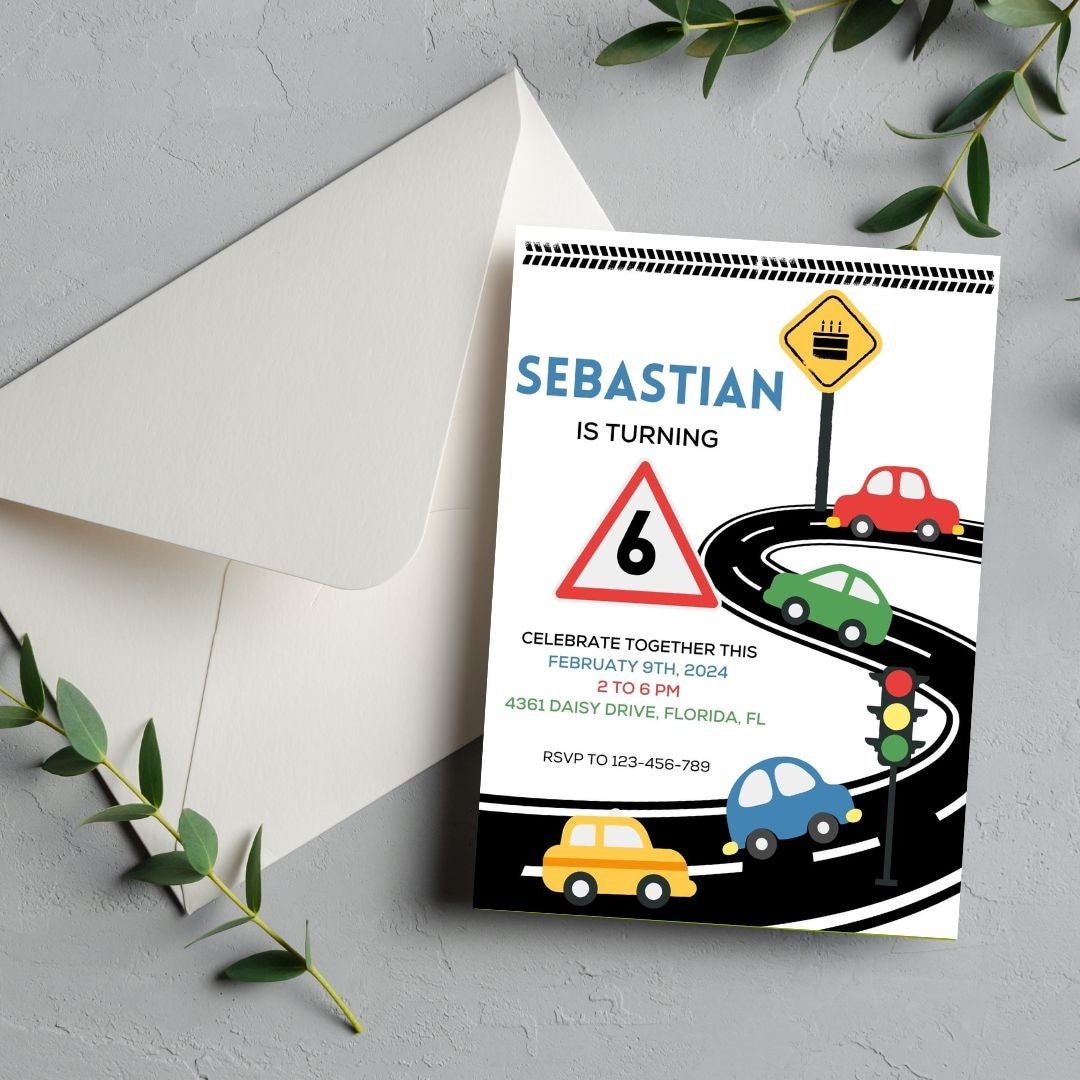 Editable Invitation Cars Template Invitation Colorful Cars - Etsy