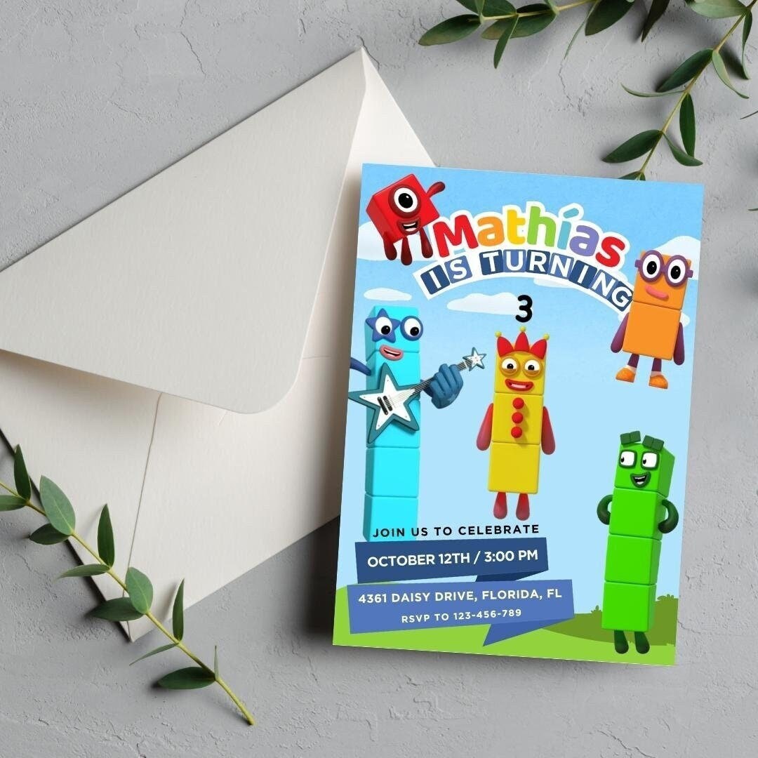 Editable Invitation Numberblocks Template Invitation Numberblocks - Etsy