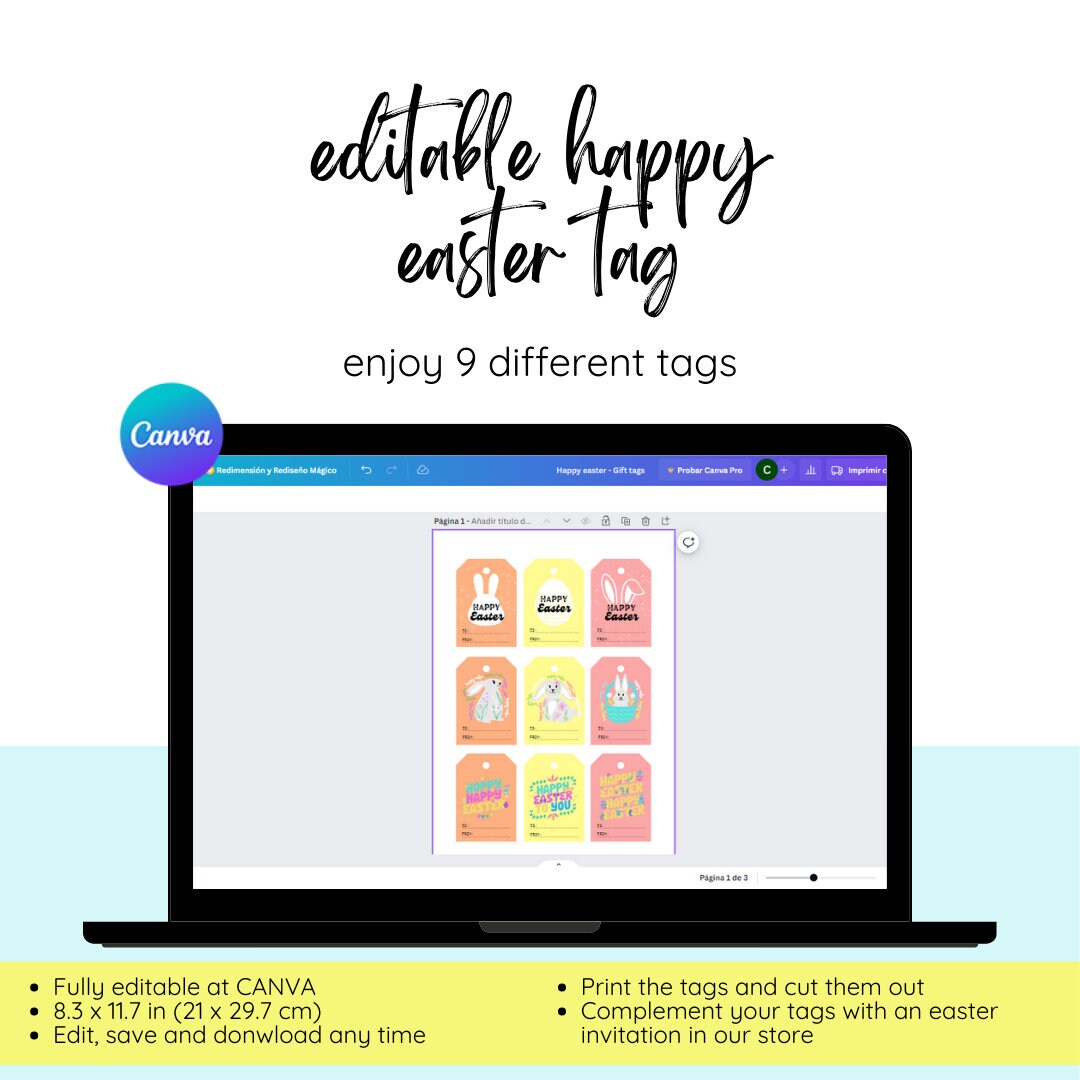 Tags para regalos editables Felices Pascuas Editable gift tags Happy ...