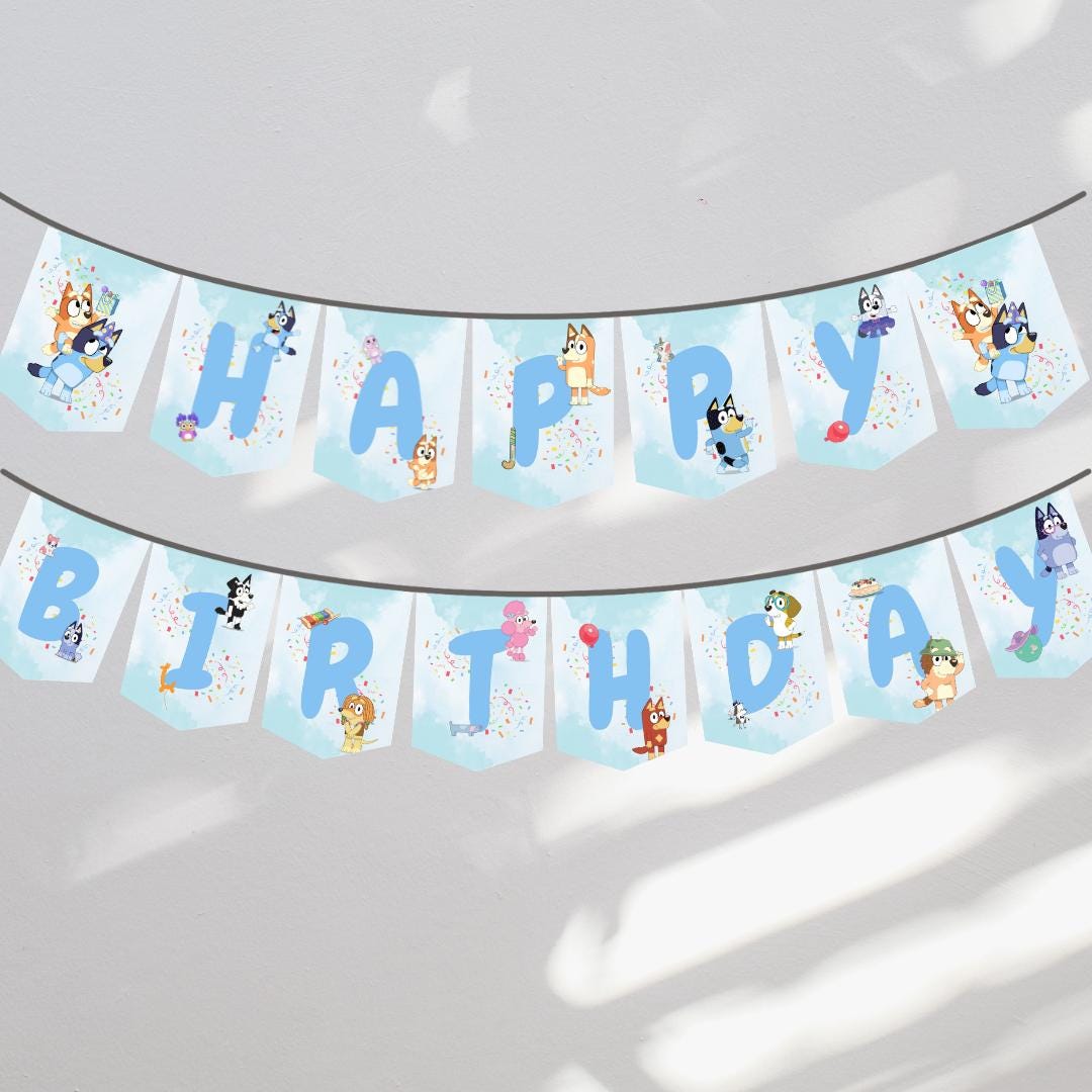 Banderín de Feliz Cumpleaños - Bluey | Happy Birthday Banner - Bluey ...