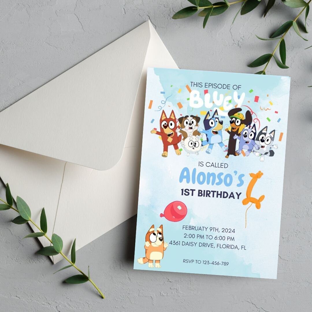 Invitacion editable Bluey Template invitation Bluey - Etsy España