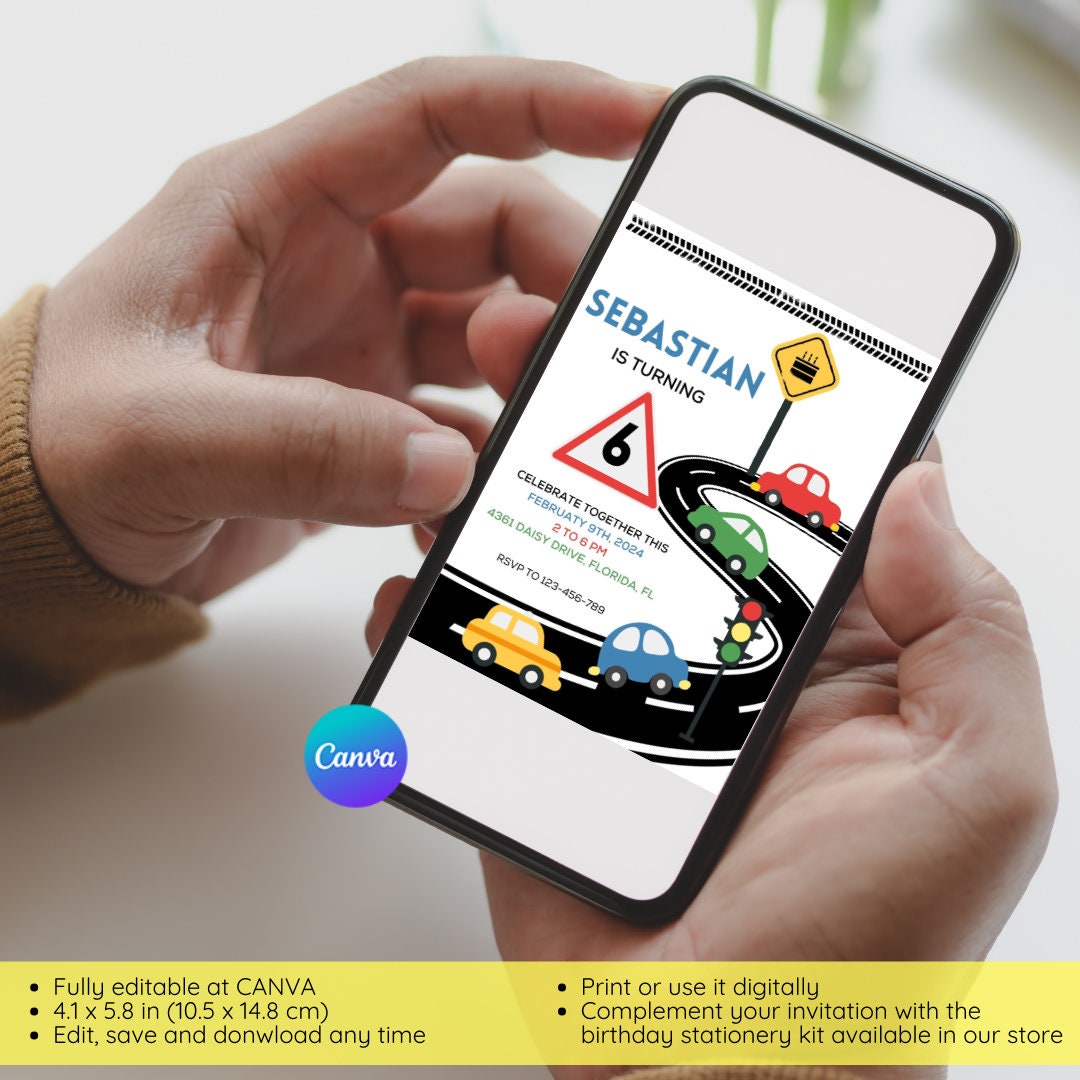 Editable Invitation Cars Template Invitation Colorful Cars - Etsy