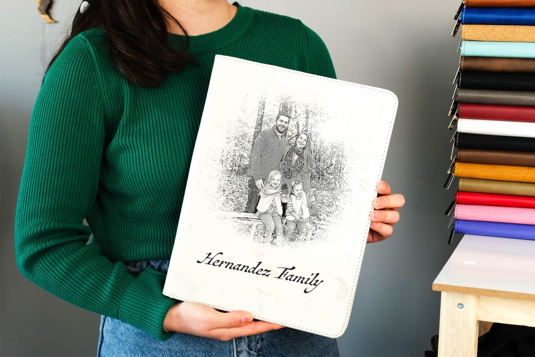 Custom Family Photo Zipper Portfolio, Leather Zipper Portfolio, Zipper ...