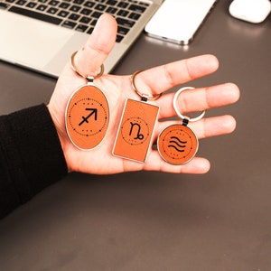 Personalized Zodiac Sign Keychain, Custom Zodiac Keychain, Oval ...