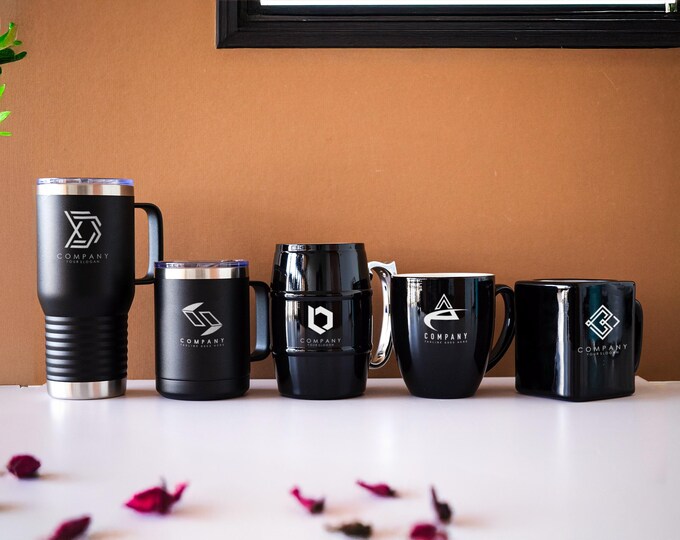 Custom Engraved Pottery Mug, Company Gift for Clients, Office Drinkware ...