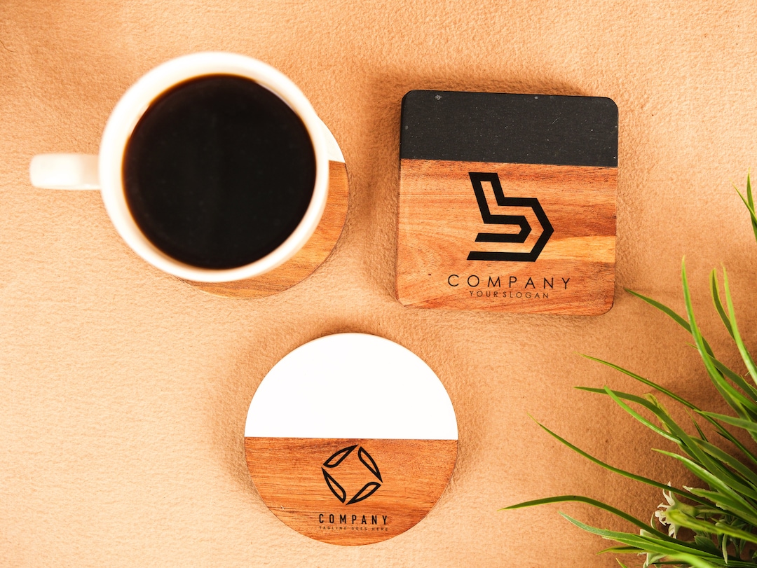 Personalized Company Coaster, Custom Resin Coaster, Logo Engraved ...