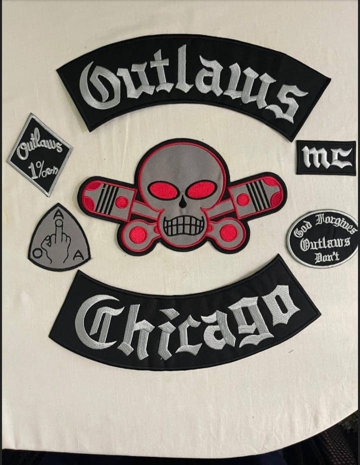 Outlaws Chicago and Outlaws Nomads Embroidery Patches Set Iron On ...