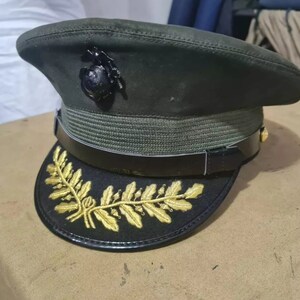WW2 Marine Corps Officer Field Grade Service Dress Hat Cover Visor Cap ...
