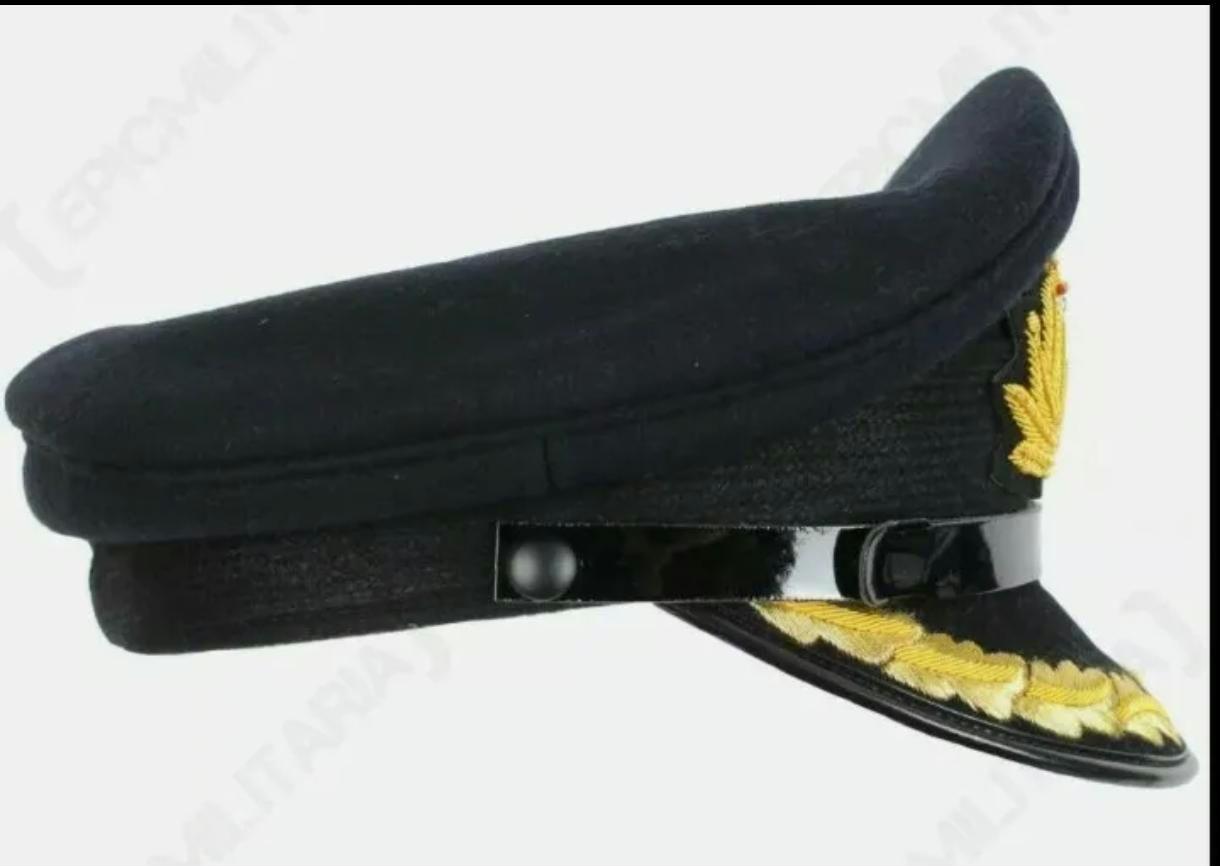 WW2 British Royal Navy Visor Cap (with Oakleaves) - Repro Peak Hat Blue ...