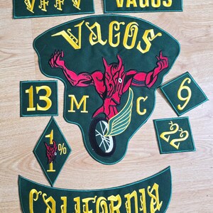 Vagos Nomads and California Mc Embroidery Patches Set of 8pcs Iron on ...