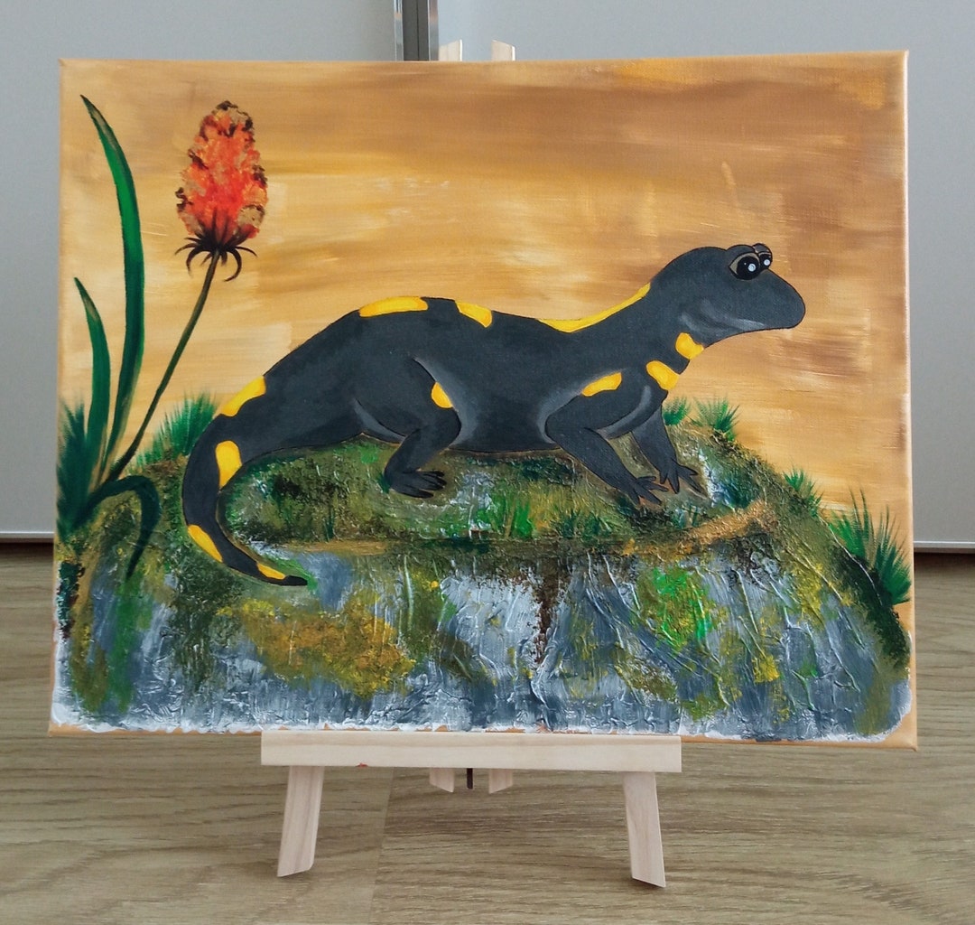 Happy Salamander, Original Artwork, Wall Decoration, Wall Art, Room ...