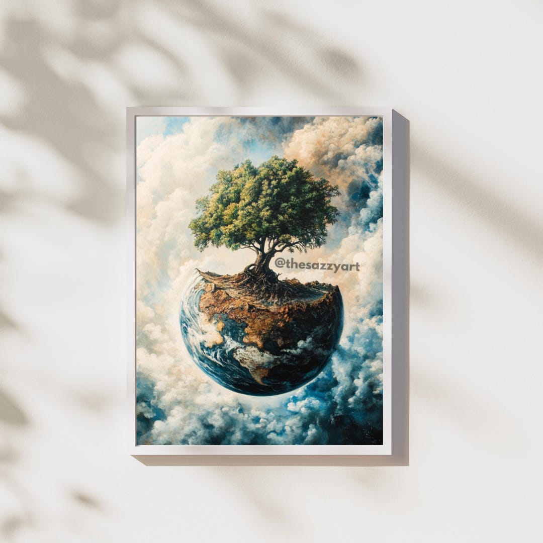 Climate Action Digital Art | Earth & Tree Printable | SDG 13 Poster ...