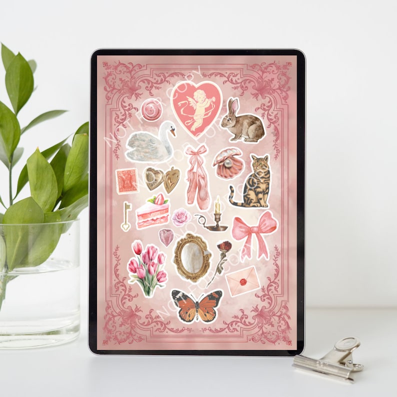 Kindle Insert Pink Coquette Sticker Printable Ereader Decoration Cute ...