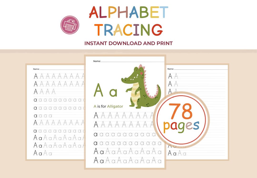 Alphabet Handwriting Practice Sheets, Animals A-Z Tracing Worksheets ...