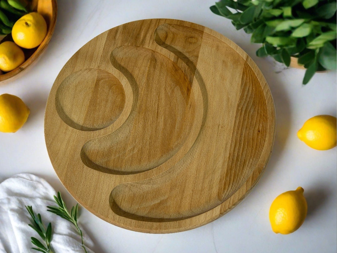 Wood Serving Tray, Snack Tray, Wooden Cheese Plate, Sections Plate, Nut ...