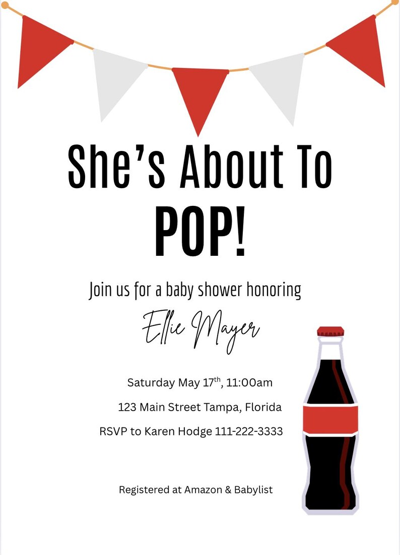 She’s About to Pop Baby Shower Bundle – Coca-cola Theme – Games, Invite ...