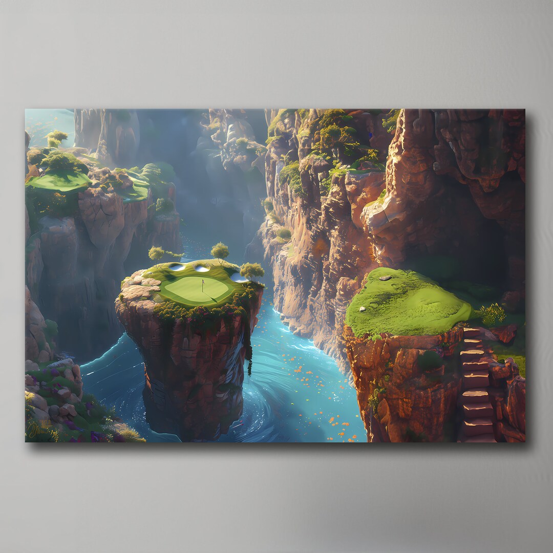 Fantasy Golf Landscape Canvas Wall Art, Golf Artwork, Golf Prints, Golf ...