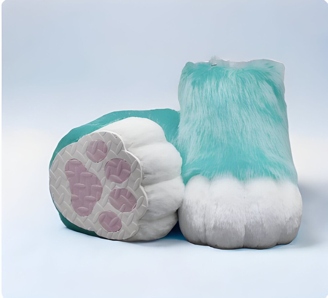 Blue Cosplay Feet Paws, Blue Furry Suit Foot Paws, Cosplay Fluffy Paws ...