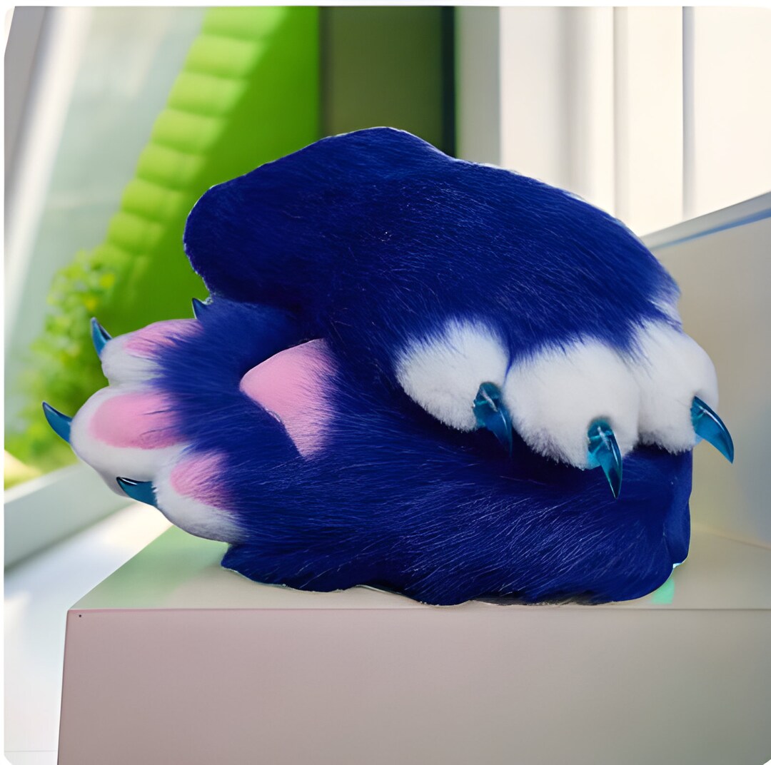 Blue Fursuit Cosplay Paws, Furry Suit Hand Paws, Cosplay Fluffy Paws ...