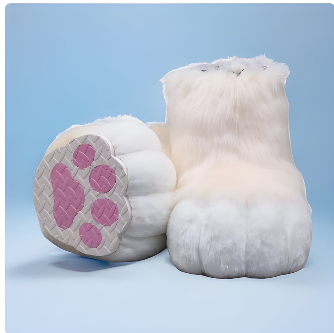 Cream Cosplay Feet Paws, Grey Furry Suit Foot Paws, Cosplay Fluffy Paws ...