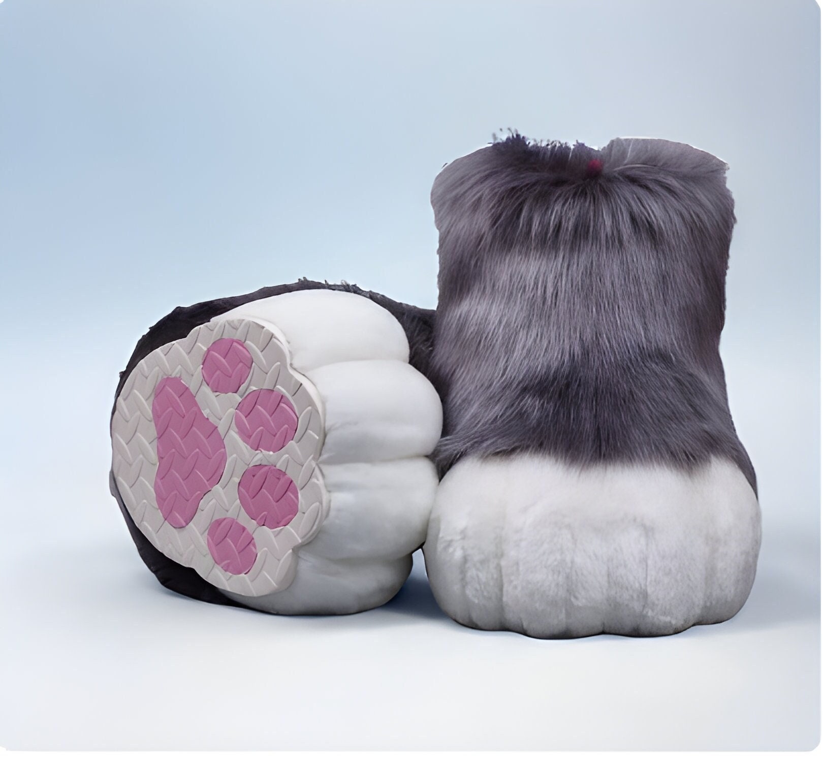 Pink Cosplay Feet Paws, Grey Furry Suit Foot Paws, Cosplay Fluffy Paws ...