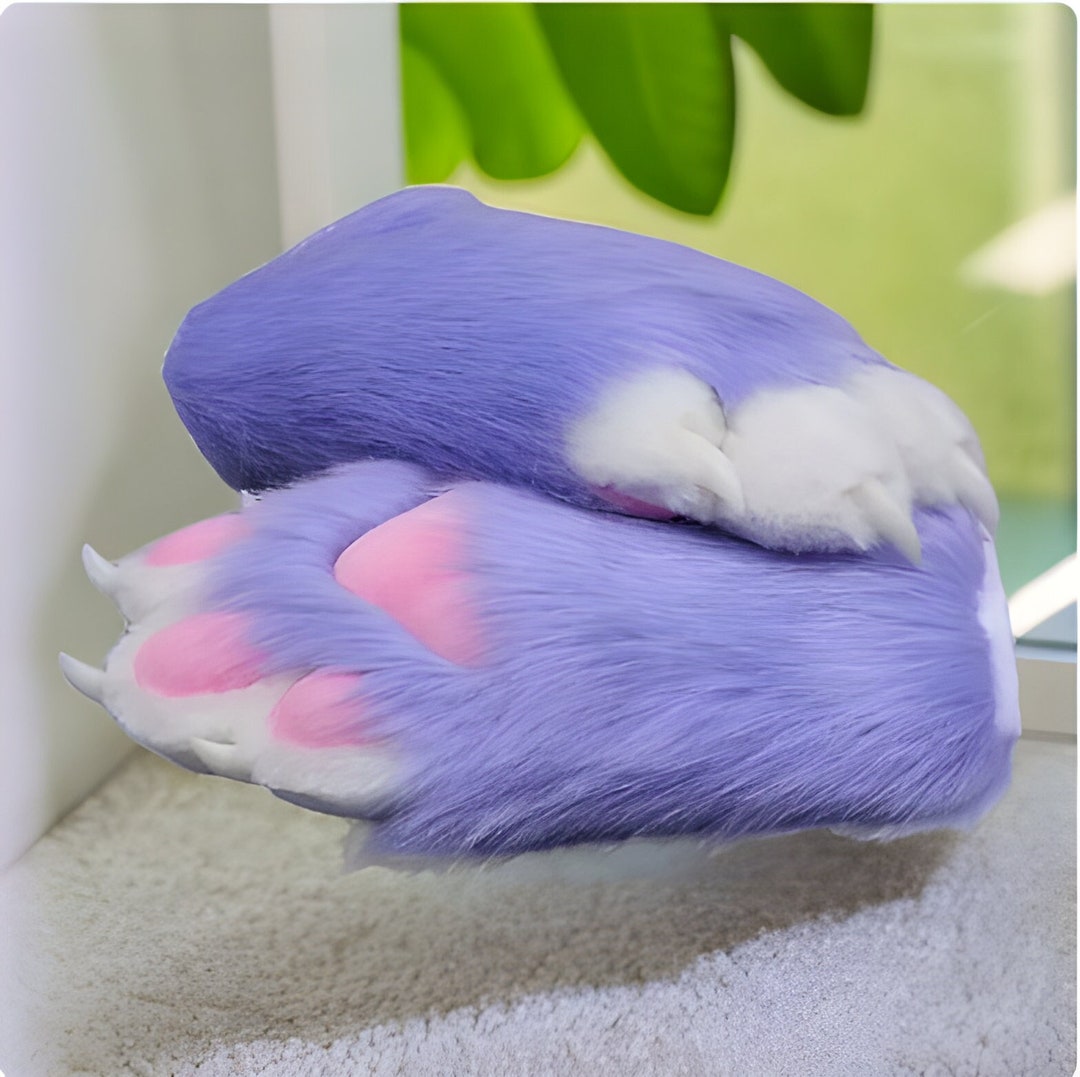 Purple Fursuit Cosplay Paws, Furry Suit Hand Paws, Cosplay Fluffy Paws ...