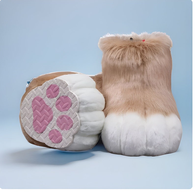Cream Cosplay Feet Paws, Grey Furry Suit Foot Paws, Cosplay Fluffy Paws ...
