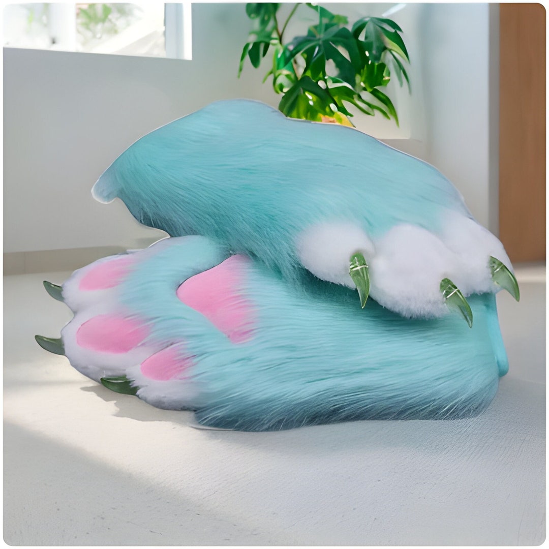 Blue Fursuit Cosplay Paws, Furry Suit Hand Paws, Cosplay Fluffy Paws ...
