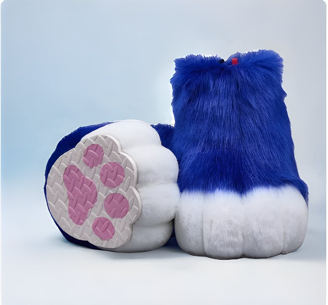 Blue Cosplay Feet Paws, Blue Furry Suit Foot Paws, Cosplay Fluffy Paws ...