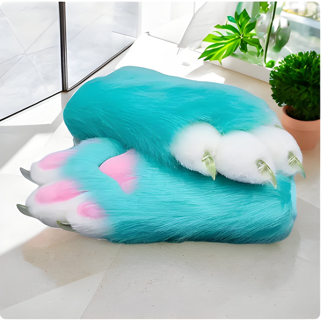 Blue Fursuit Cosplay Paws, Furry Suit Hand Paws, Cosplay Fluffy Paws ...