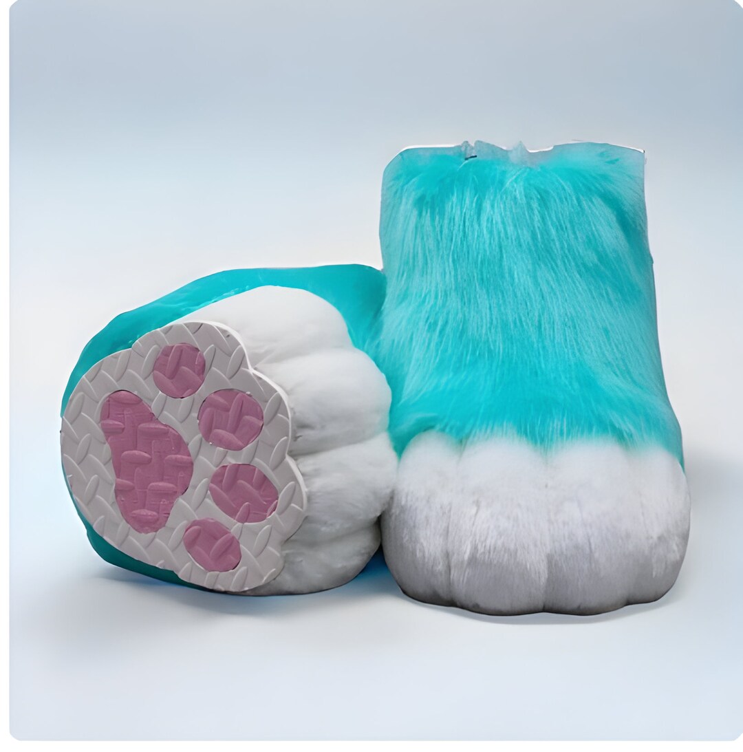 Blue Cosplay Feet Paws, Blue Furry Suit Foot Paws, Cosplay Fluffy Paws ...