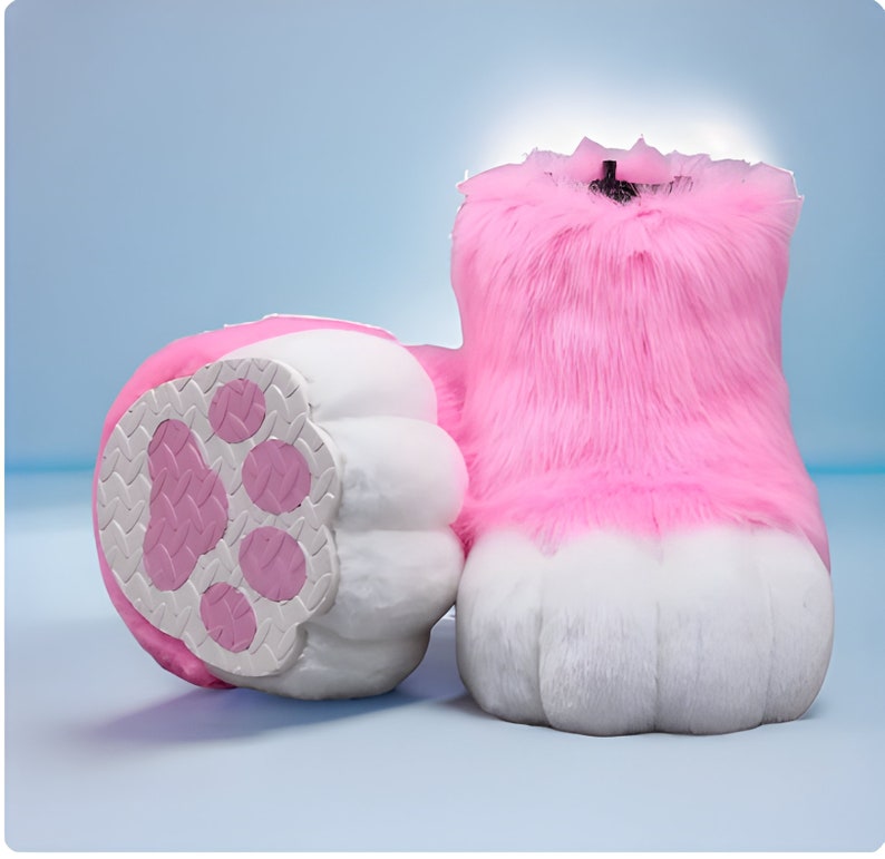 Cream Cosplay Feet Paws, Grey Furry Suit Foot Paws, Cosplay Fluffy Paws ...