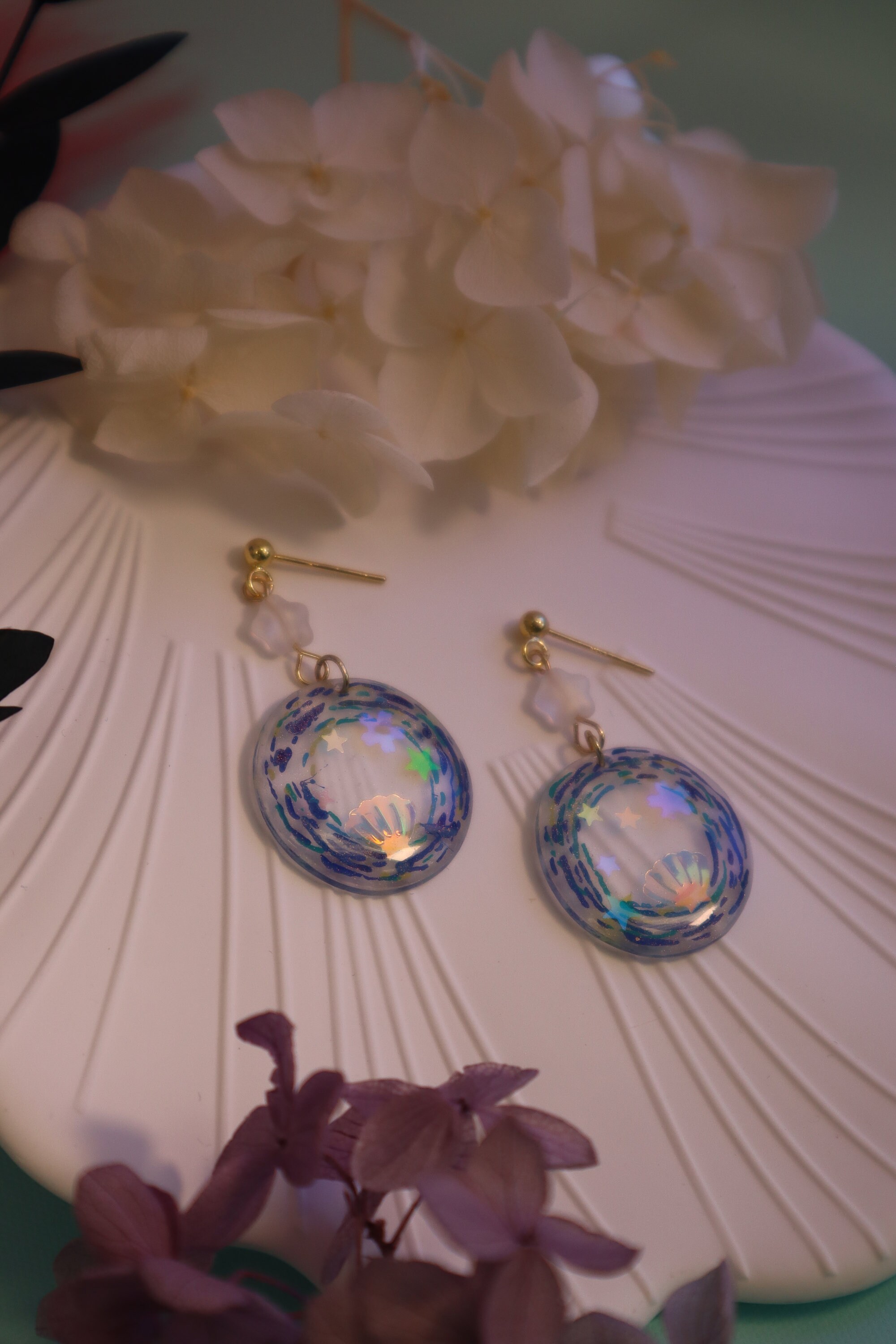 Tidal Waves Summer Compressed Tablets With Czech Beads Beach Earrings ...