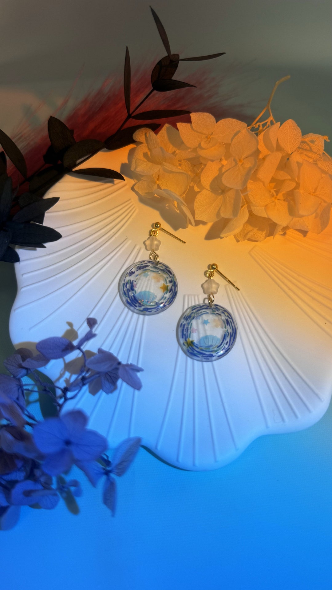 Tidal Waves Summer Compressed Tablets With Czech Beads Beach Earrings ...