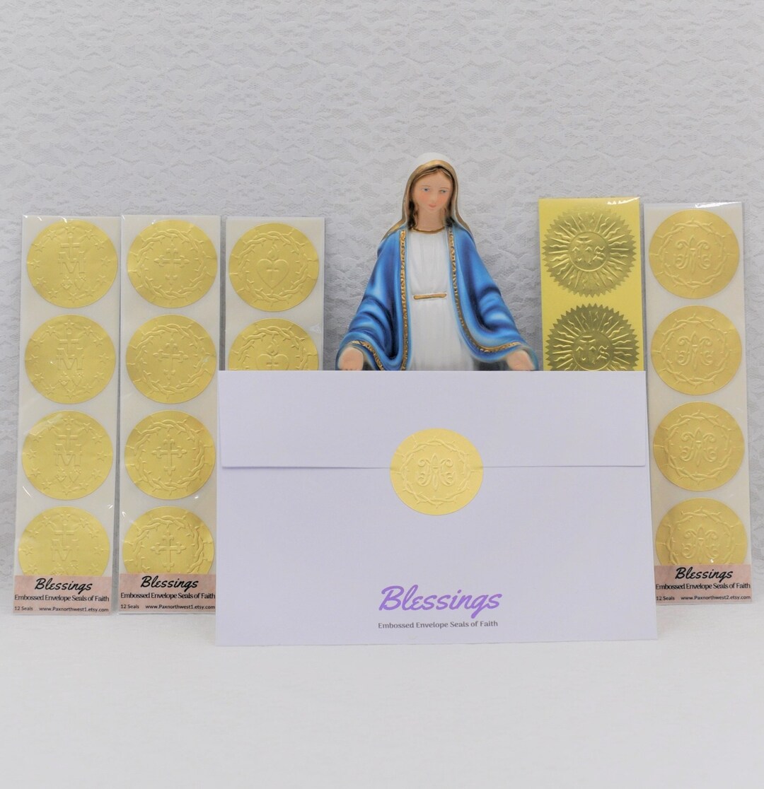 Blessings Embossed Envelope Seals of Faith, Catholic Christian Envelope ...