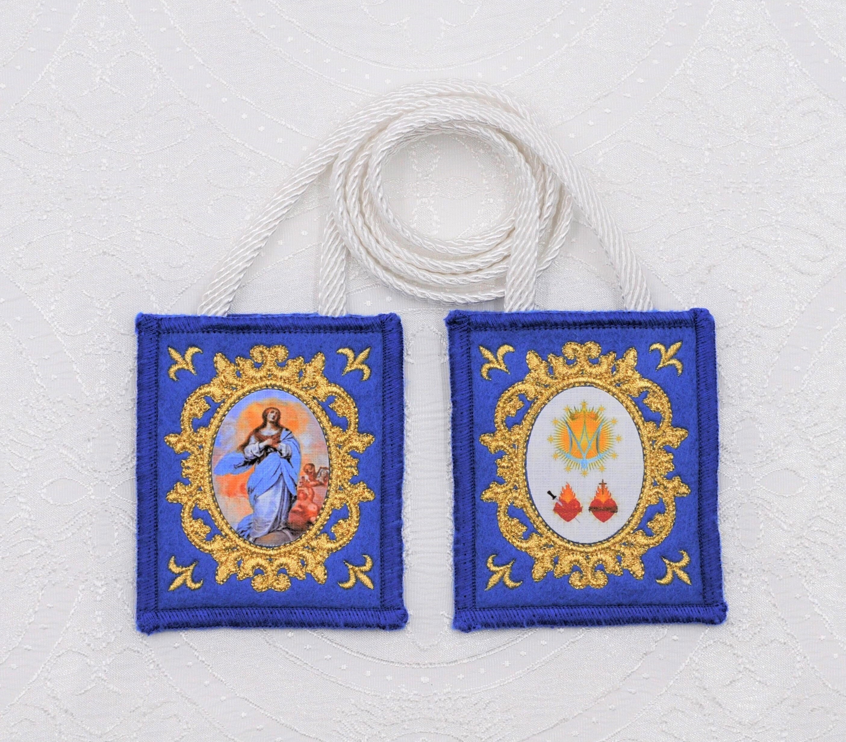 The Blue Scapular of the Immaculate Conception, Gold Embroidery ...