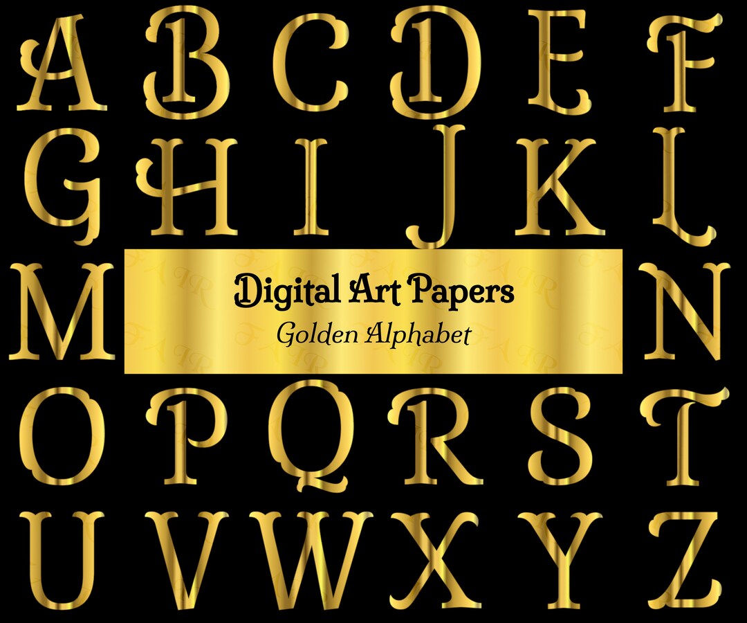 Digital Art Golden Alphabets, Metallic Gold, Gold Gradients, Gold Text ...