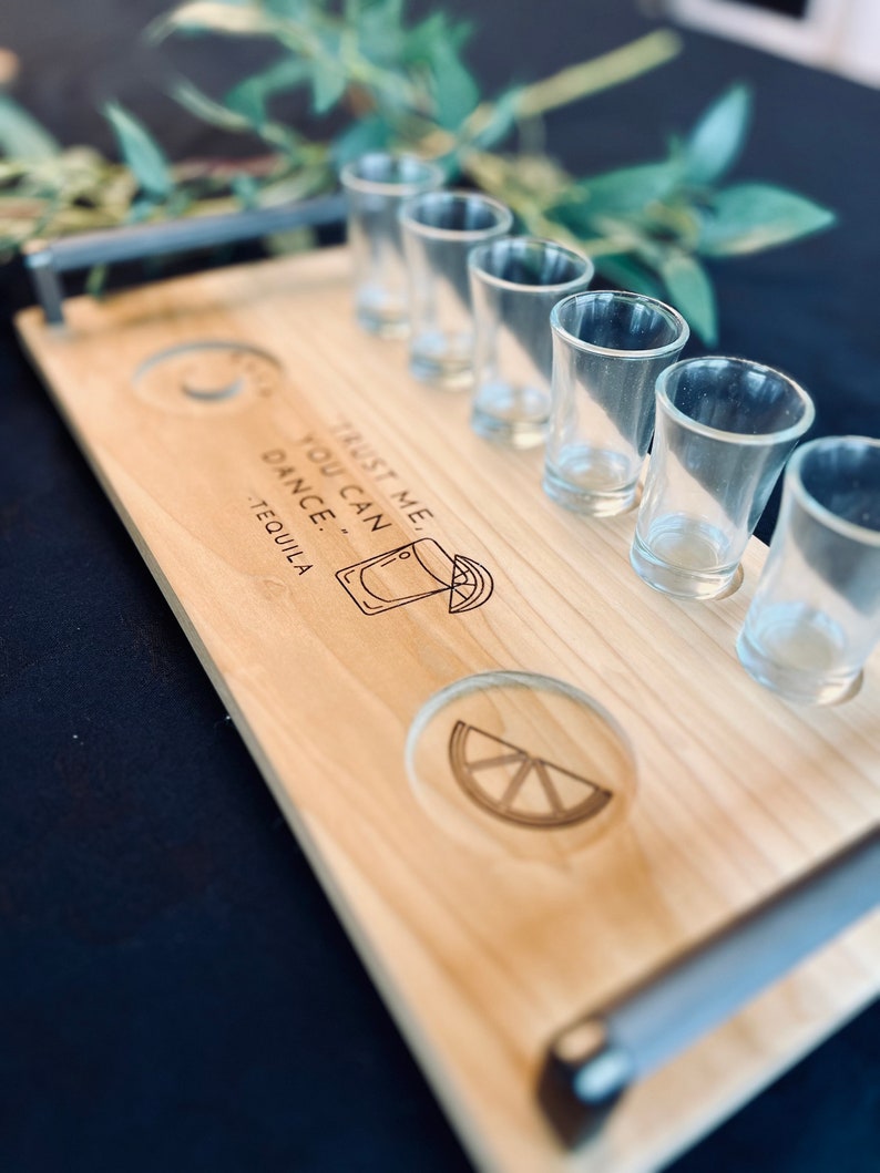 Tequila Serving Board Shot Gift Set - Etsy