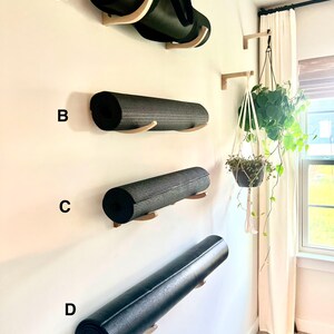 Yoga Mat Wall Holder Gym Studio Meditation Minimalist Solid Oak Stylish ...