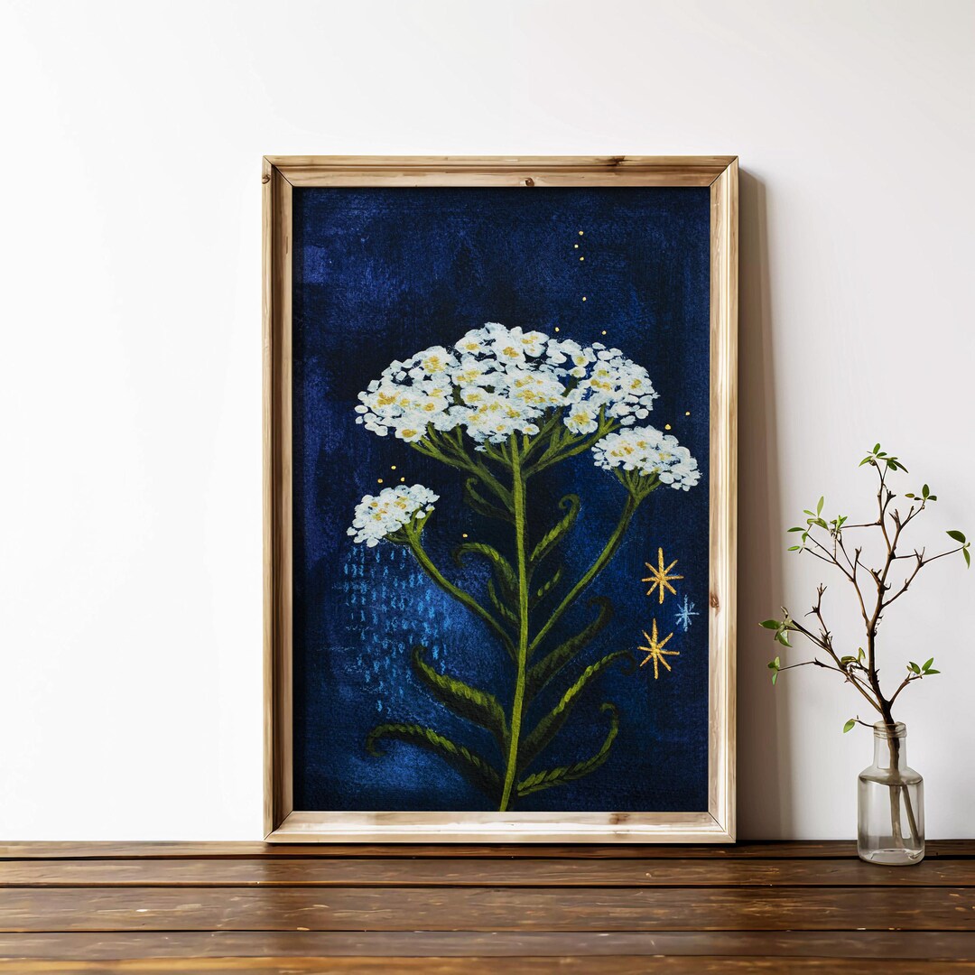 Yarrow Wildflower Wall Art Herbal Folklore Magic Forest Mountains ...