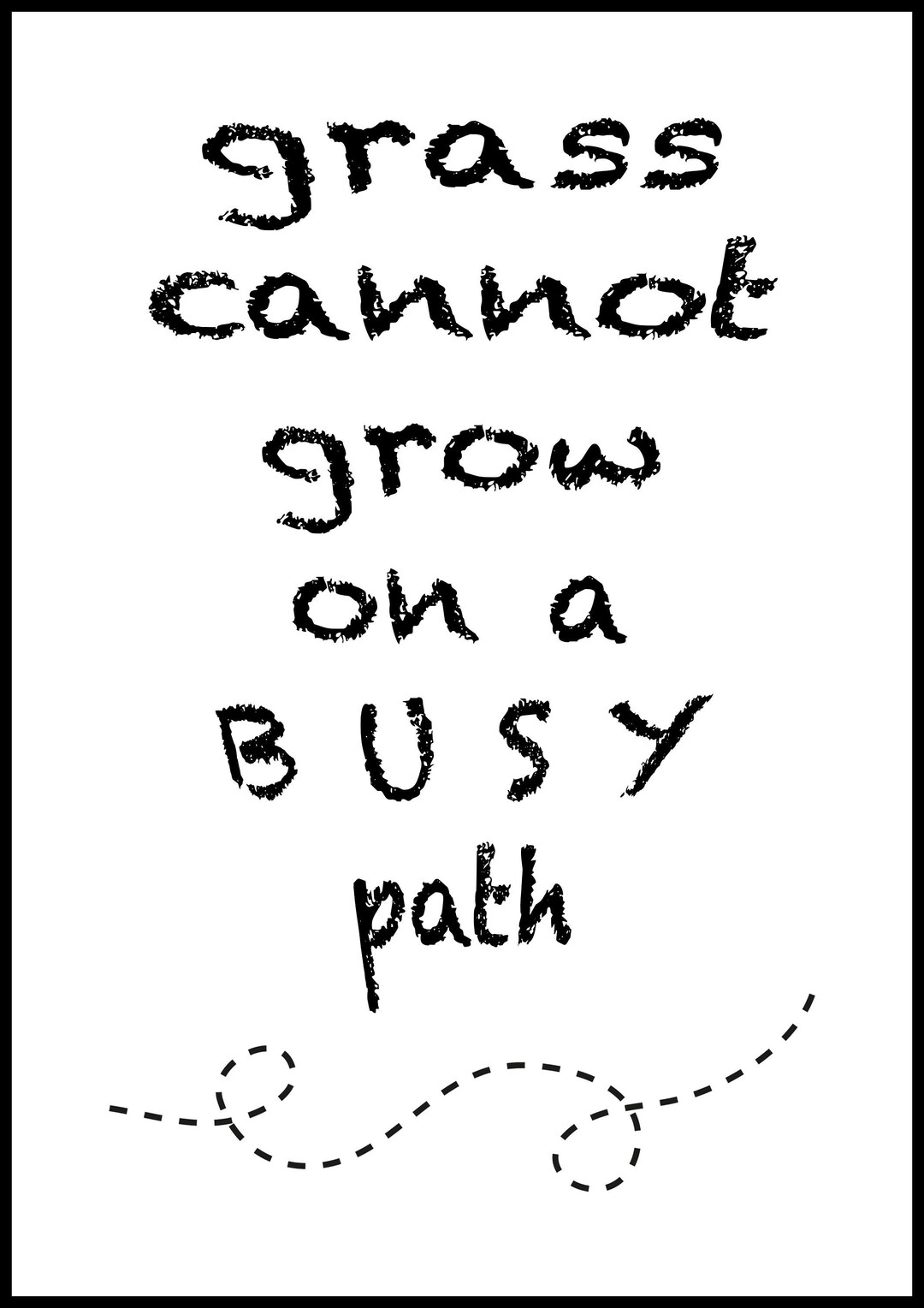 Grass Cannot Grow on a Busy Path | Motivational Quote Poster - Etsy