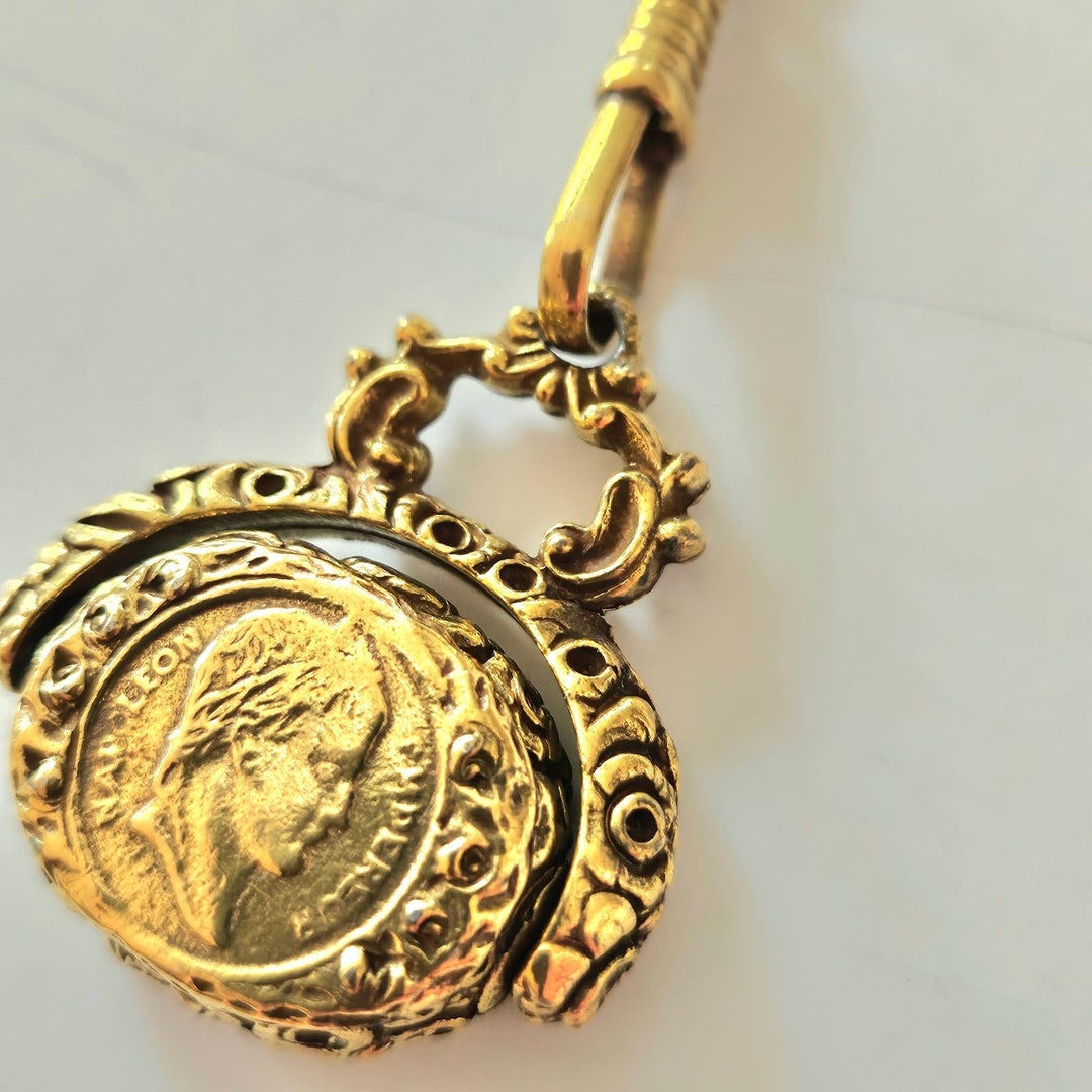 Regal Revival: Napoleon Faux Coin Flip Pendant With Cameo - Etsy