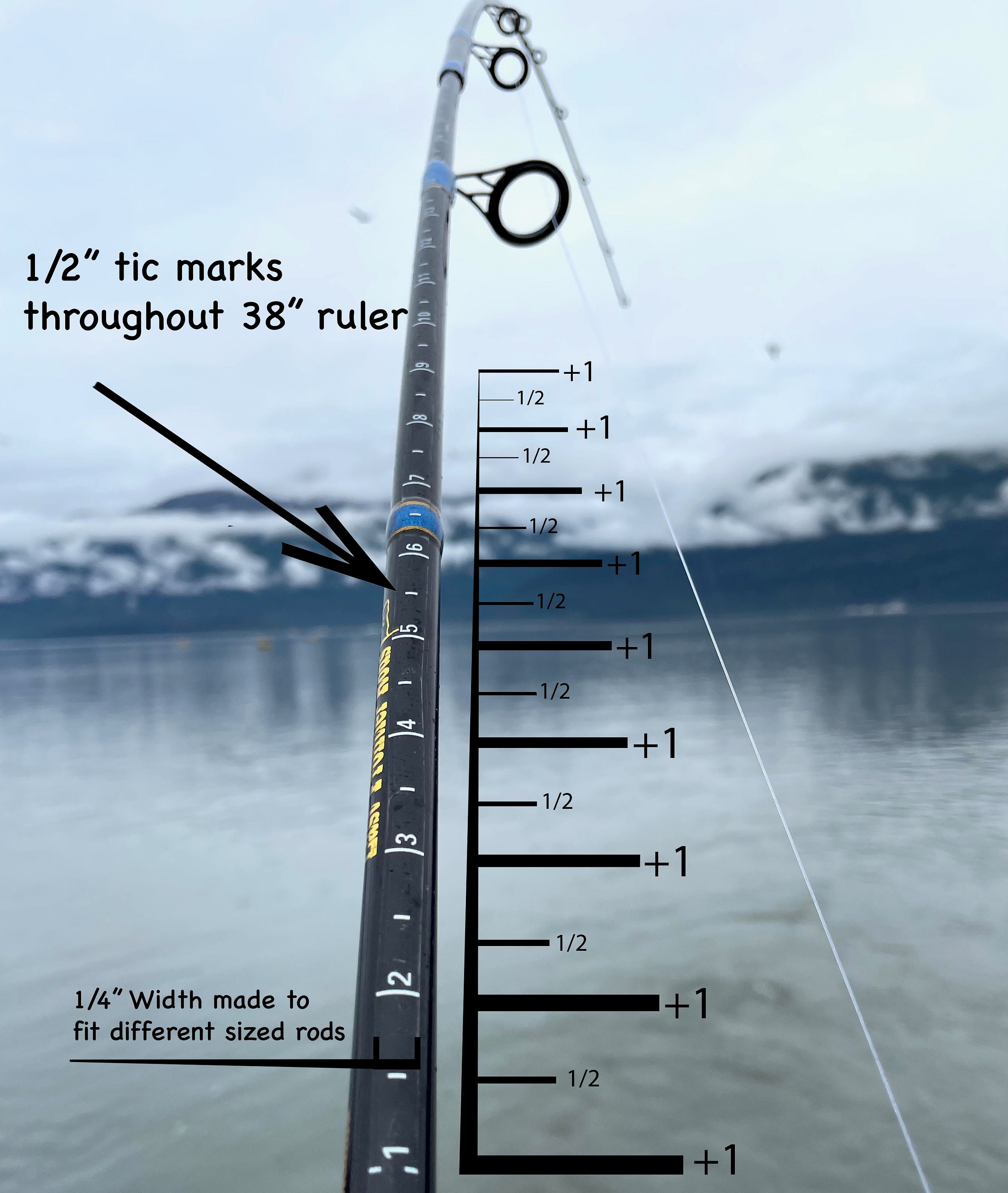 Penko Fishing Fish Ruler Fishing Rod Rulers Decals (2 Pack) Adhesive 38 ...