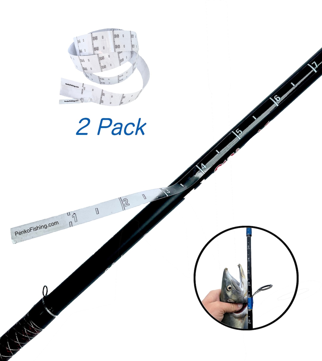 Penko Fishing Fish Ruler Fishing Rod Rulers Decals (2 Pack) Adhesive 38 ...