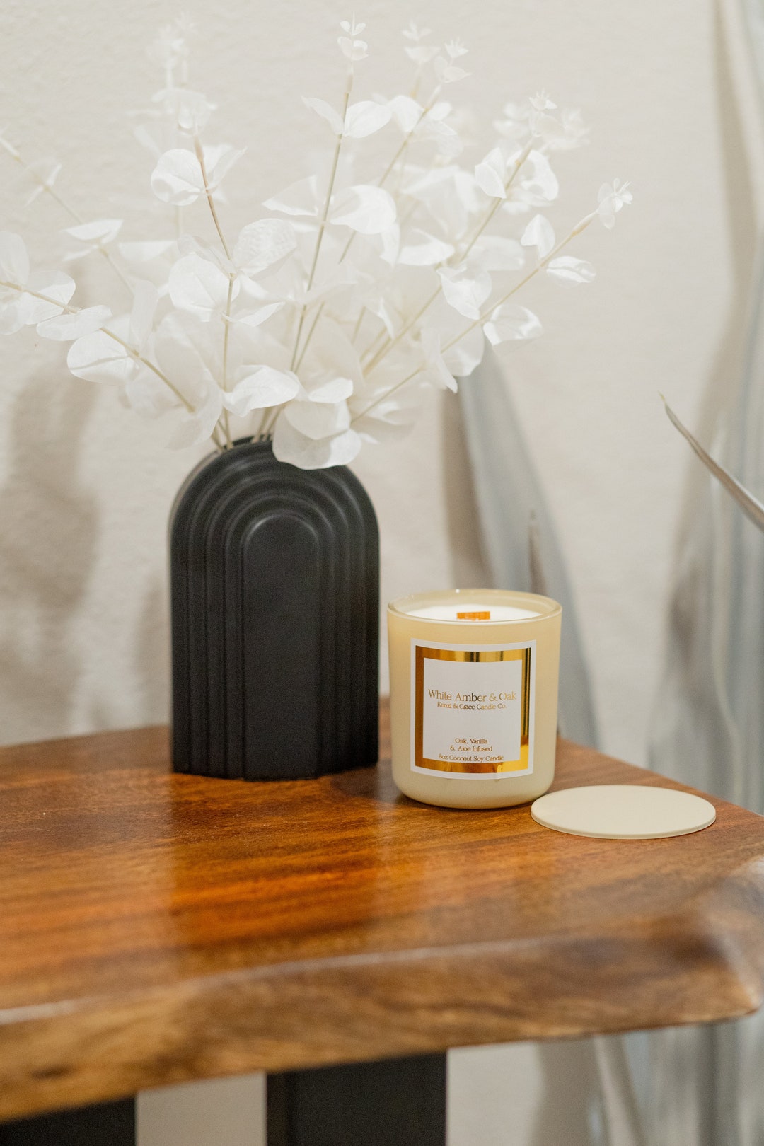 Vanilla Caramel Swirl - Handmade Coconut Soy Wax Candle - 8oz (wood ...