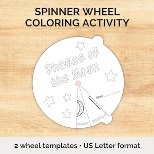 Phases of the Moon Spinner Craft, Coloring Spinner Wheel Template - Etsy