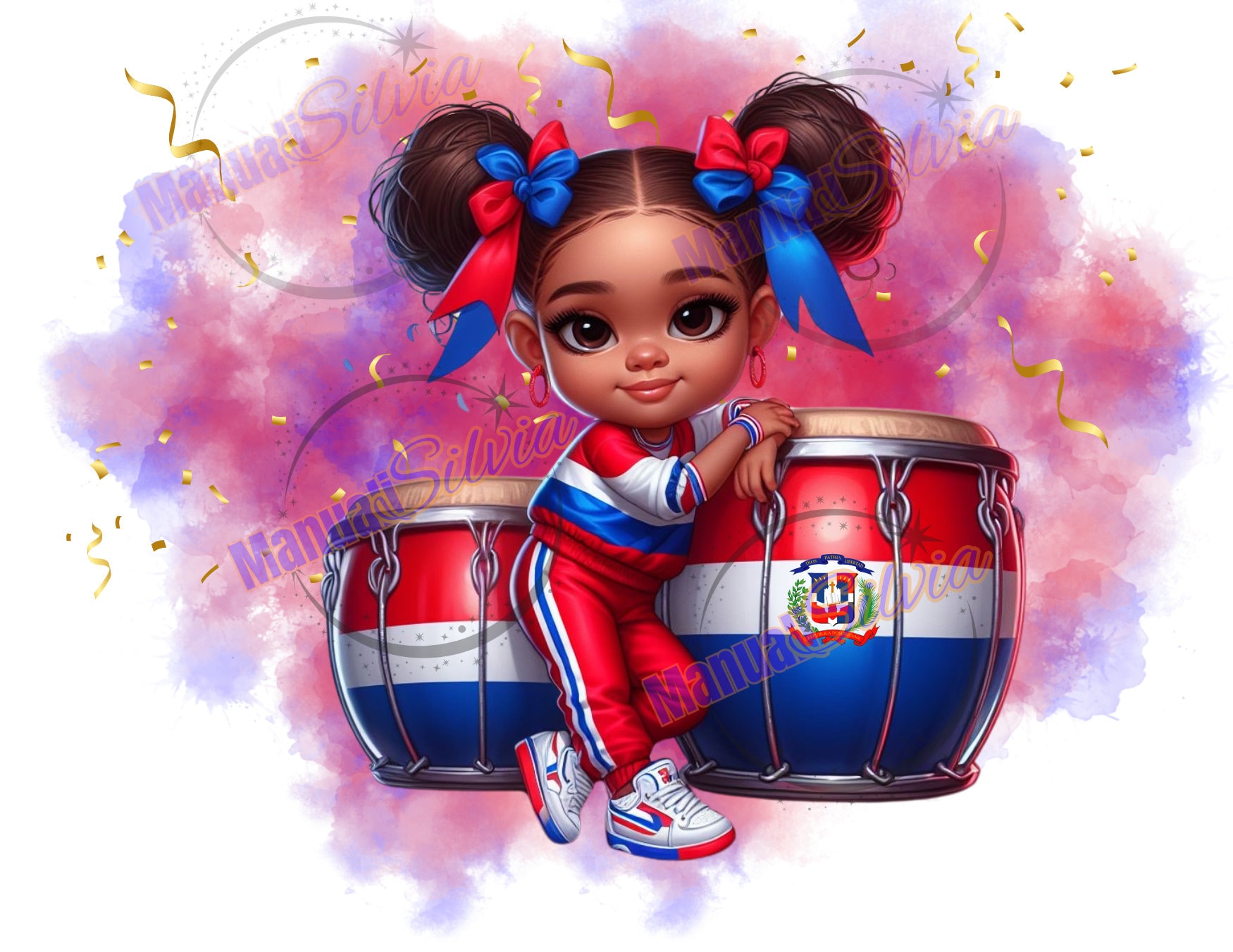 Dominican Republic Girl With Drums PNG: Shirt & Mug Design (digital ...